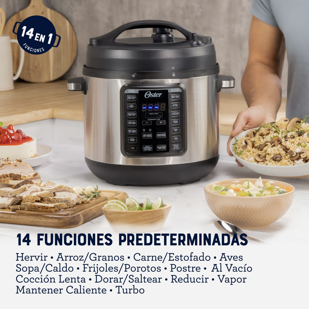 Oster Multiolla, Turbo, 7.5 L de Capacidad, con 14 Funciones Predeterminadas, Recubrimiento ...